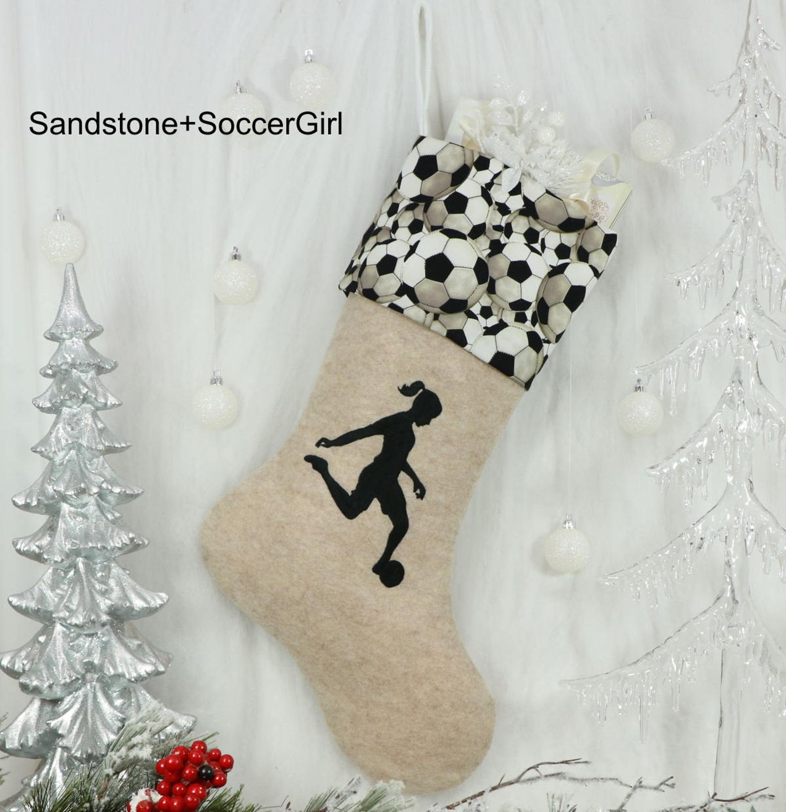 Soccer Christmas Stocking, I Love Soccer, Sports Christmas Stocking ...
