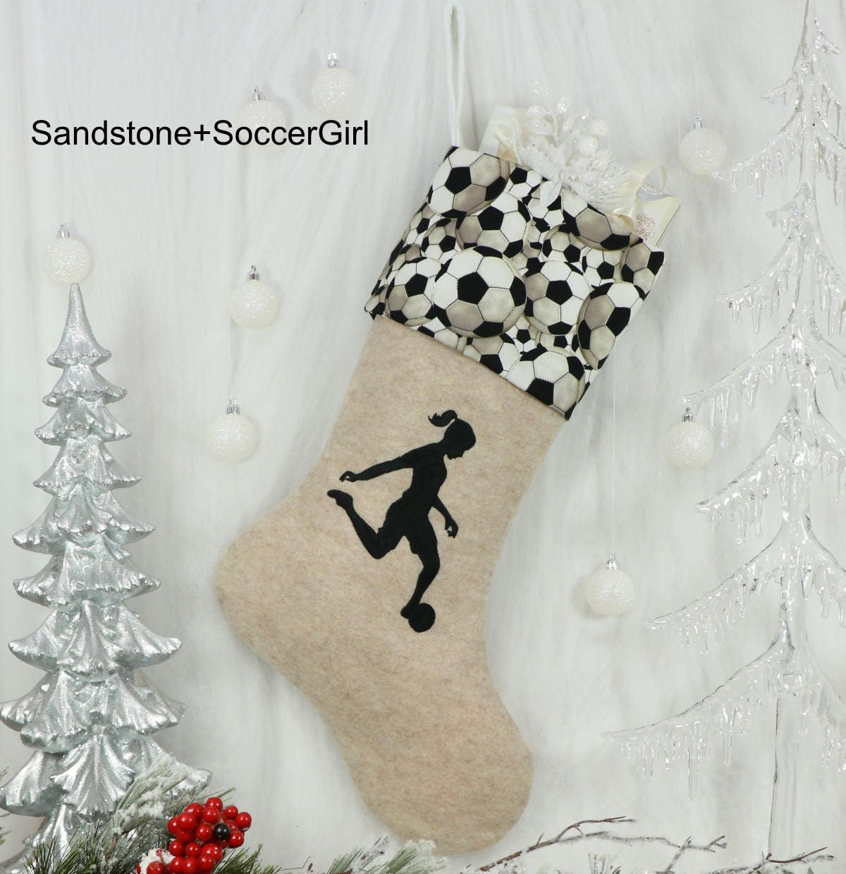 Soccer Christmas Stocking I Love Soccer Sports Christmas | Etsy
