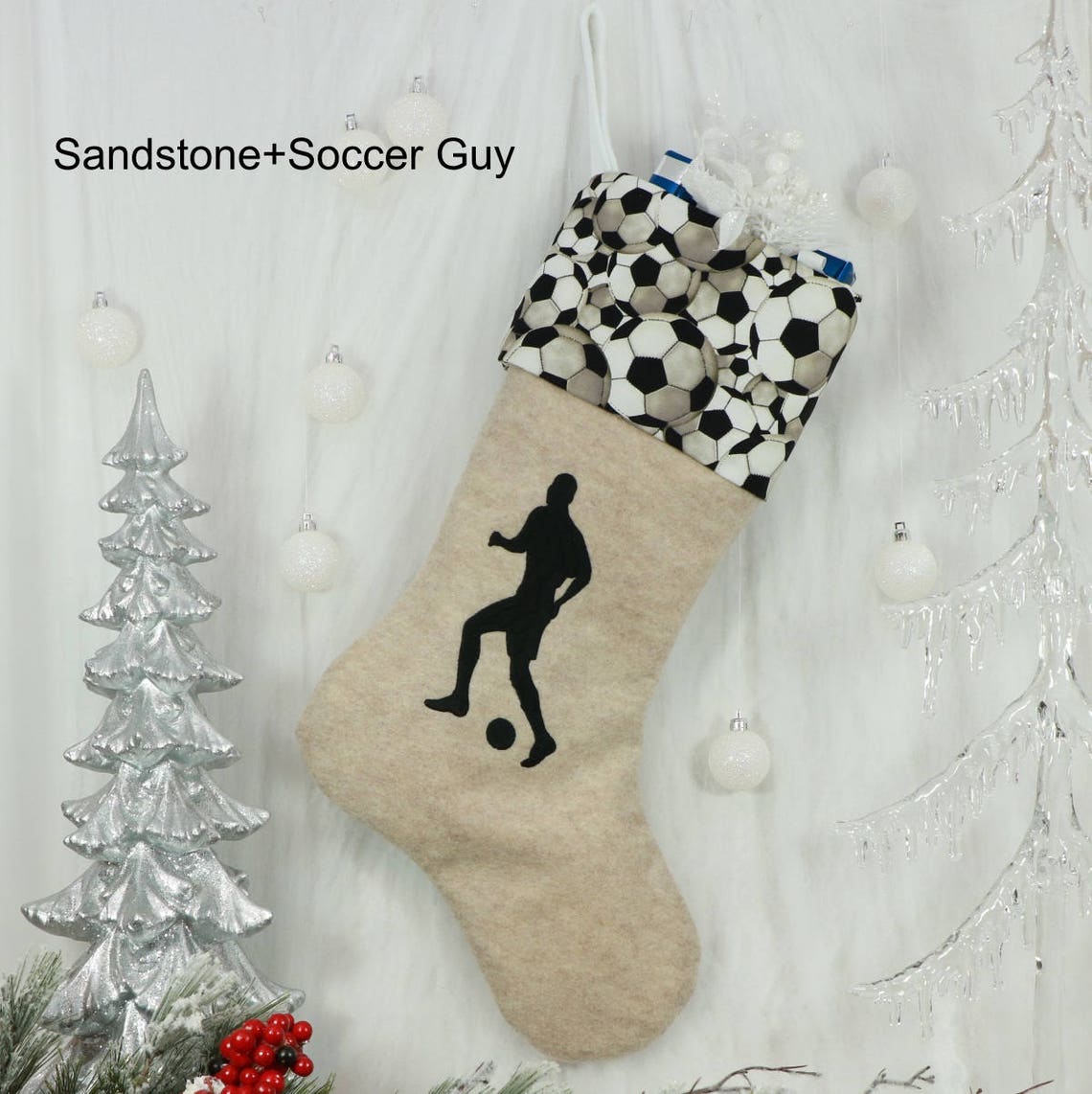 Soccer Christmas Stocking I Love Soccer Sports Christmas | Etsy