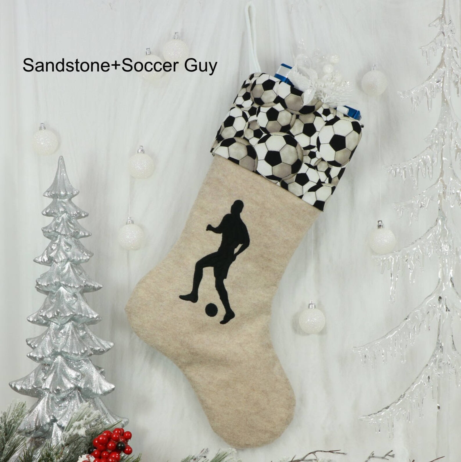 Soccer Christmas Stocking I Love Soccer Sports Christmas | Etsy