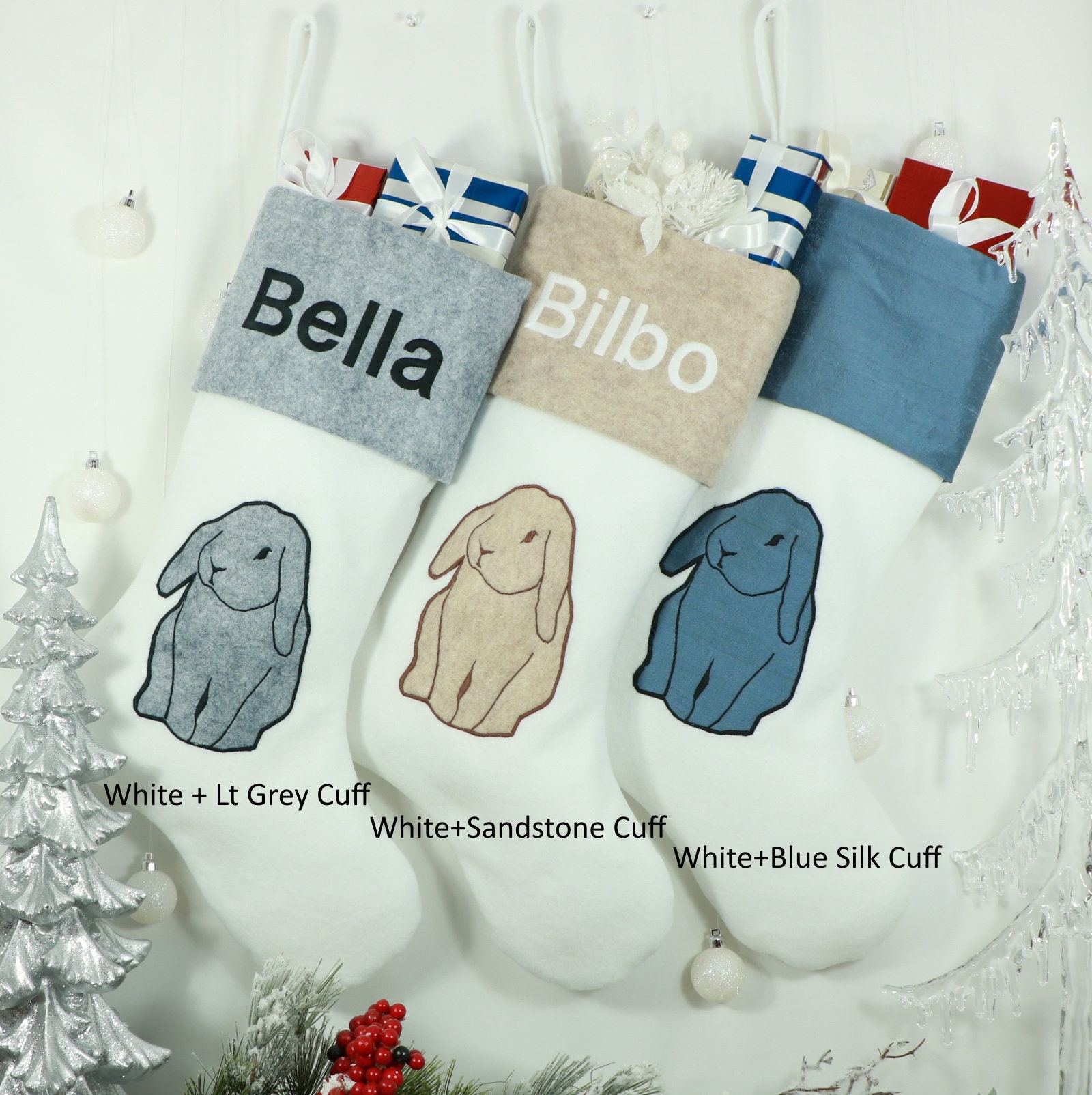 Bunny Christmas Stocking Rabbit Christmas Stocking Pet | Etsy