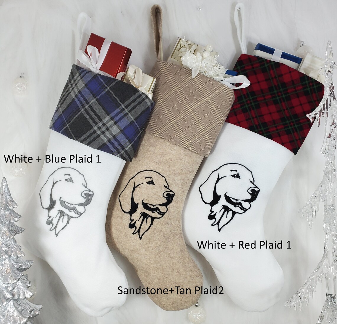 Golden Retriever Christmas Stocking With Embroidered Golden - Etsy