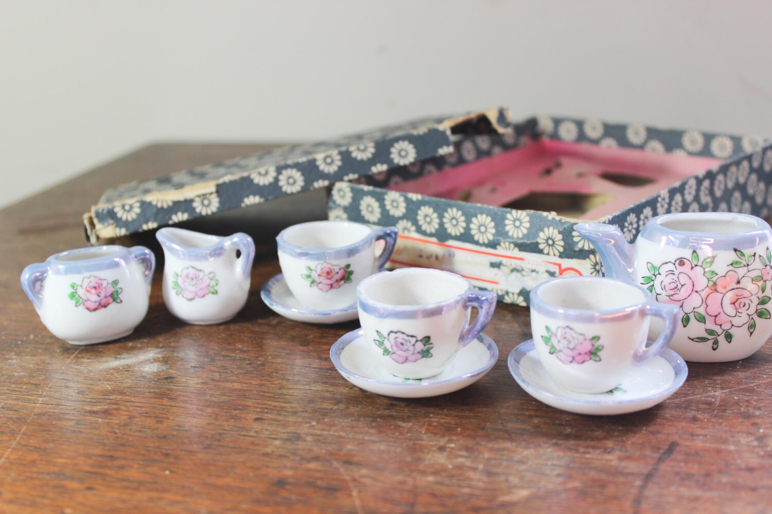 1930s Vintage 1920s Pre-wwii 15 Piece Set Japanese Toy Tea Set Hand ...