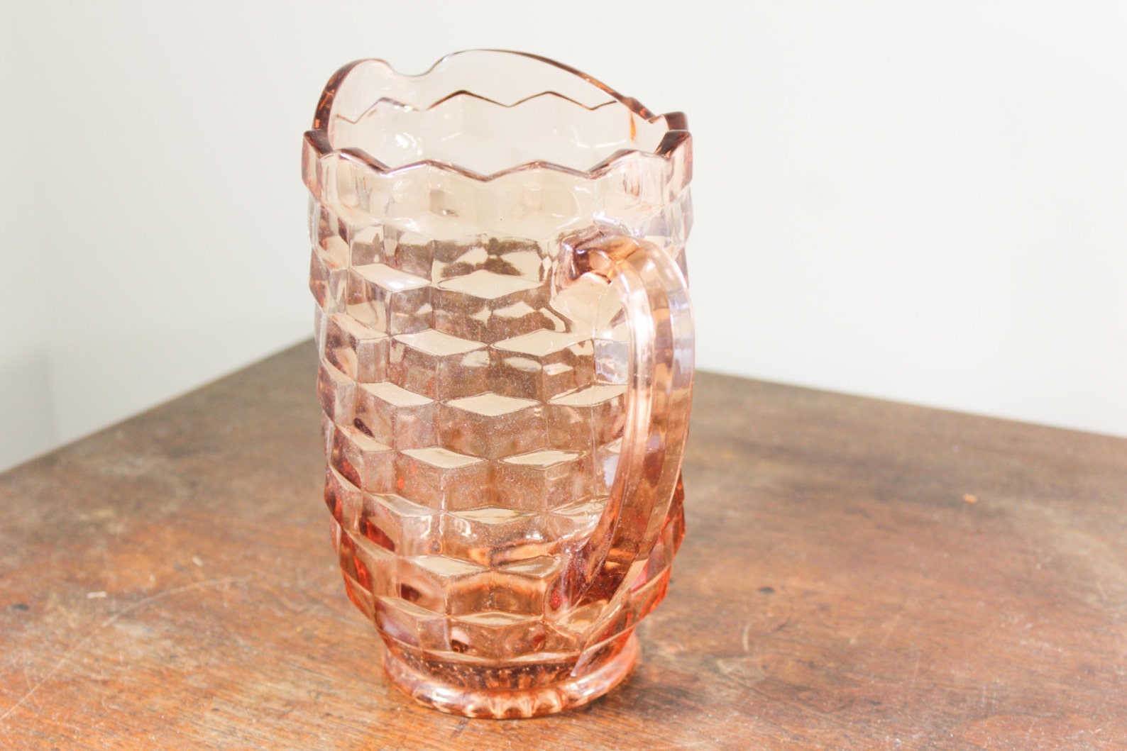 Pressed Crystal Glass Pitcher Cube Cubist Water Pitcher Ice - Etsy