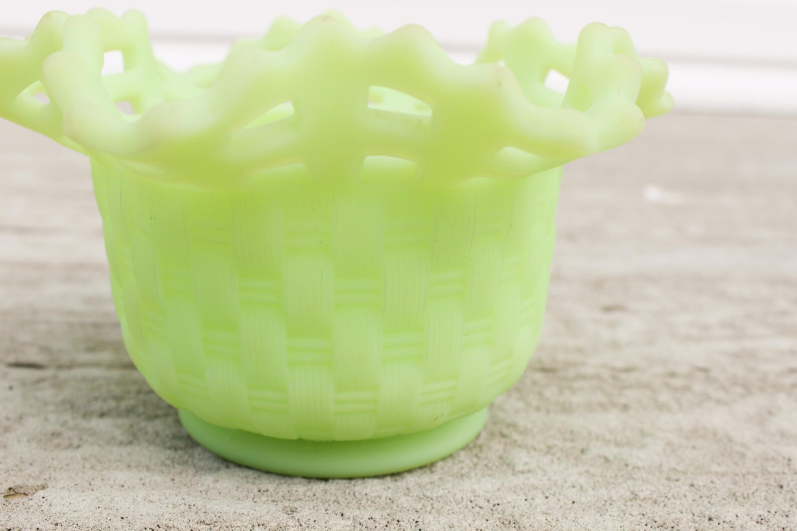 Fenton Lime Green Satin Basketweave Lattice Ruffled Bowl Vase - Etsy
