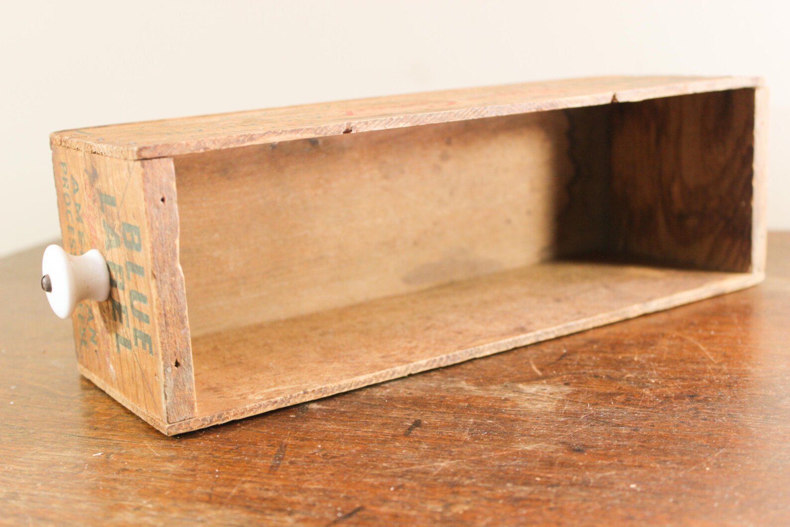 Rustic Wood Cheese Box 5lbs, Blue Label Cheese Drawer Distressed Wooden ...