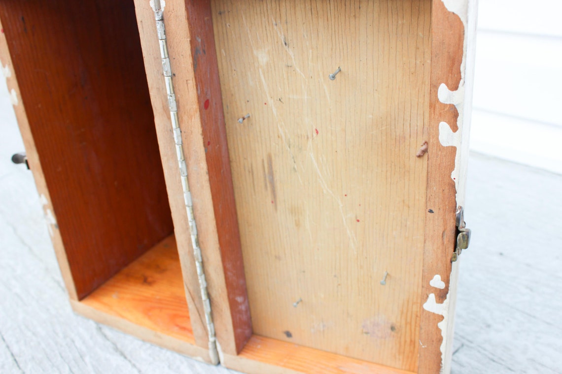 Vintage White Wooden Tool Box Distressed Paint, Covered Tool Chest ...