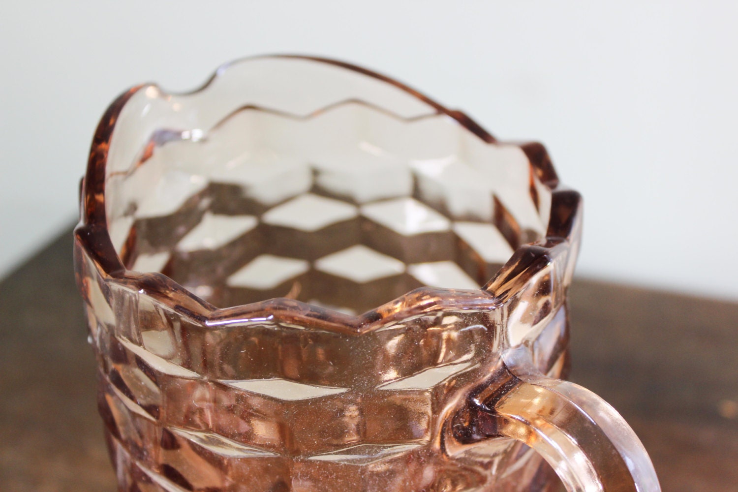 Pressed Crystal Glass Pitcher Cube Cubist Water Pitcher Ice - Etsy