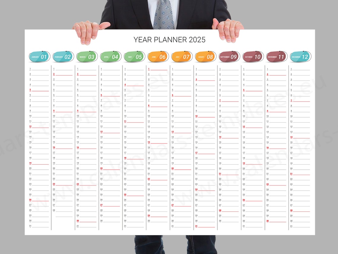 2025 Year Wall Planner. Modern Landscape Year Wall Planner Template ...