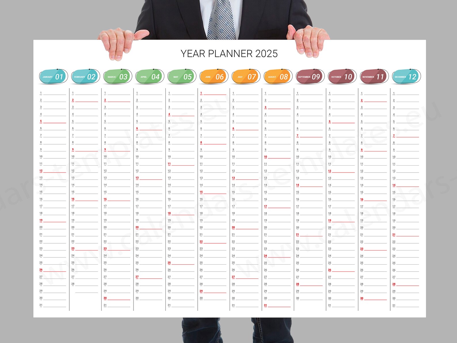 2025 Year Wall Planner. Modern Landscape Year Wall Planner Template ...