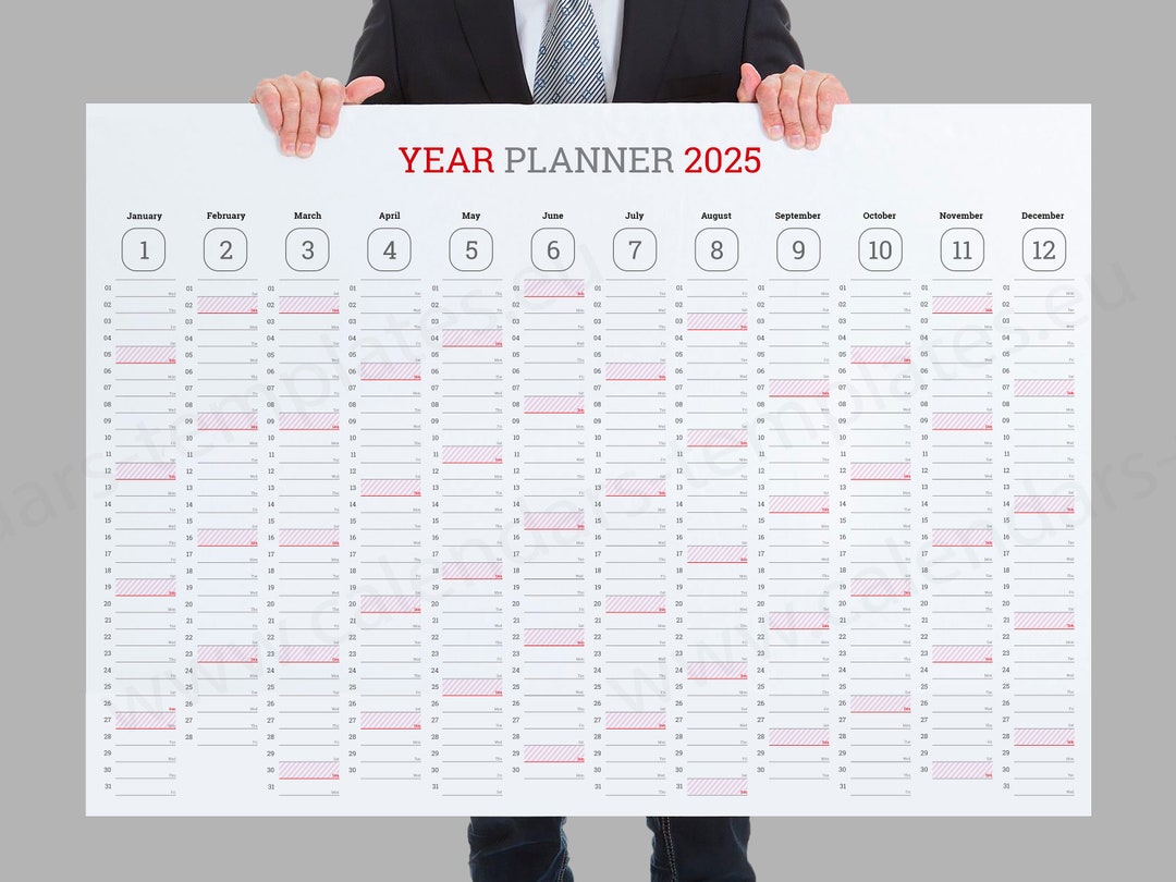 2025 Year Planner. Wall Horizontal Yearly Printable Annual / Planner ...