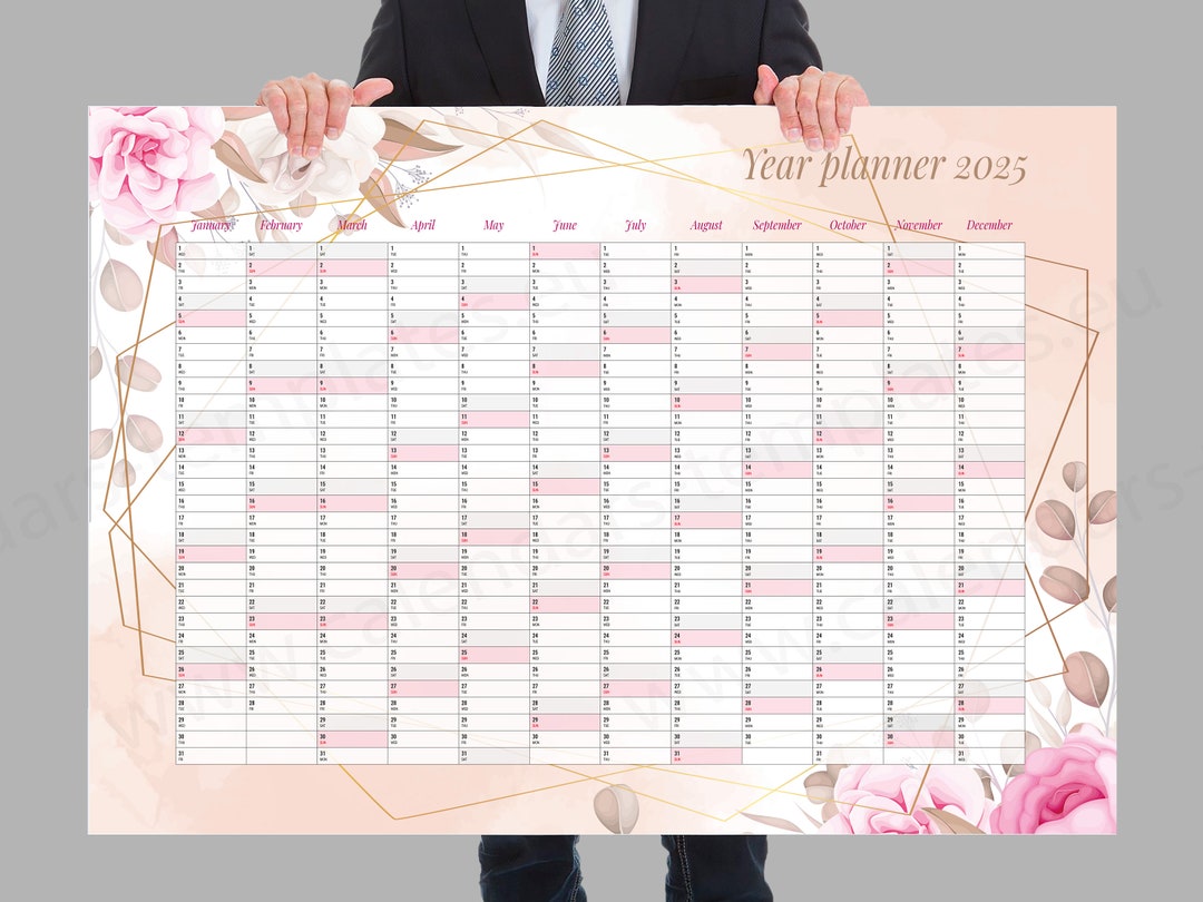 2025 Year Wall Planner. Wall Horizontal Yearly Printable Planner Agenda ...