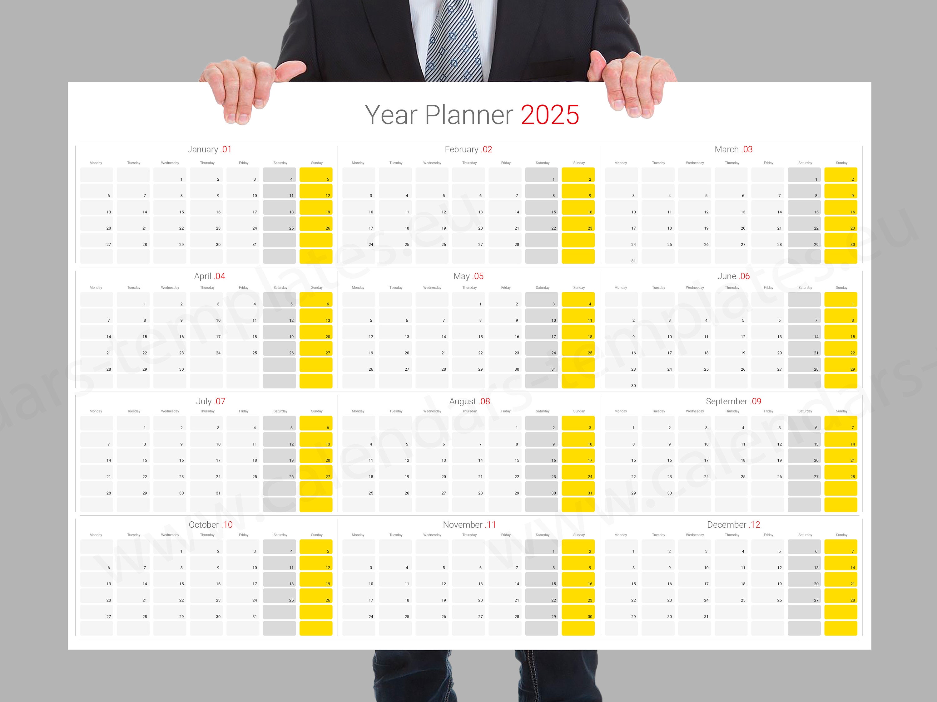 2025 Year Planner | Wall Planner | Big Wall Calendar | Large | Instant ...