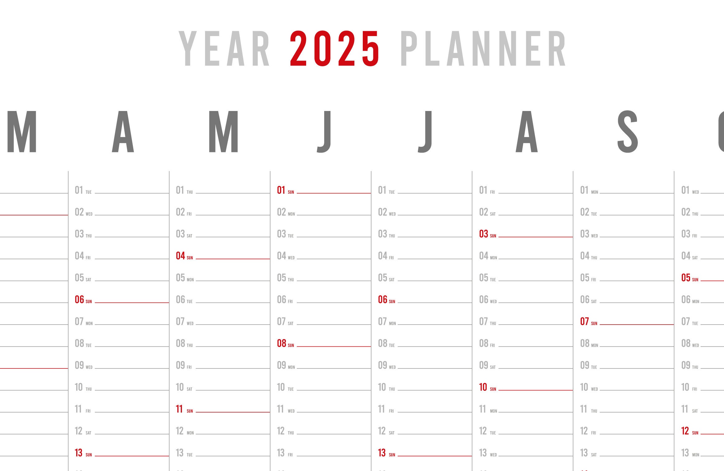 2025 Year Wall Planner. Modern Landscape Year Wall Planner Template ...