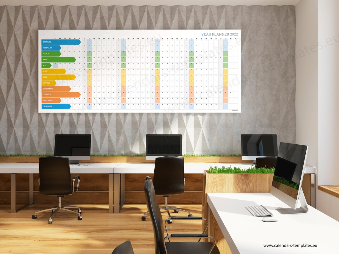 2022 Large Yearly Wall Horizontal Planner Kp-w5-long Color - Etsy