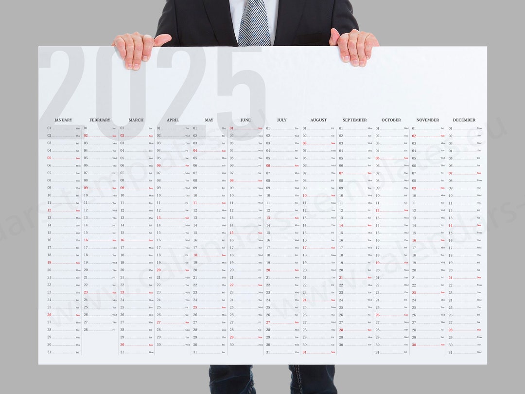 2025 Wall Planner. Printable Horizontal Large Wall Planner / Agenda ...