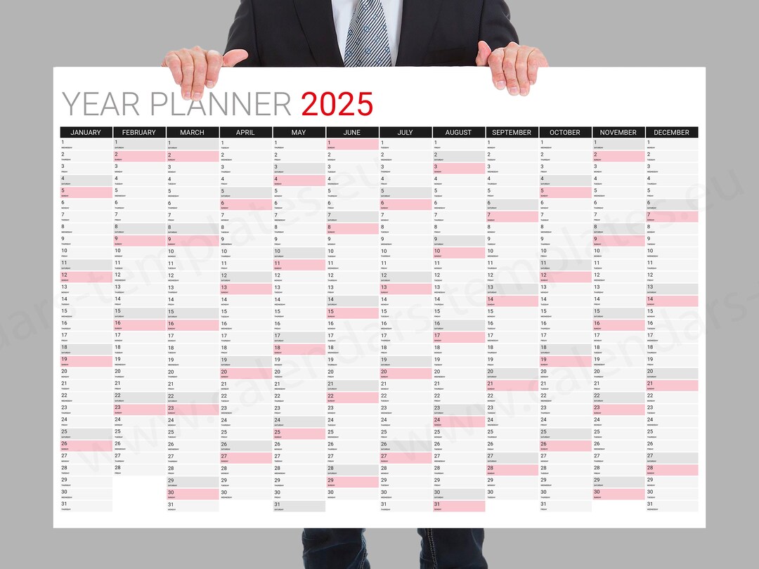 2025 Year Horizontal Planner. Large Wall Planner Agenda Calendar - KP ...