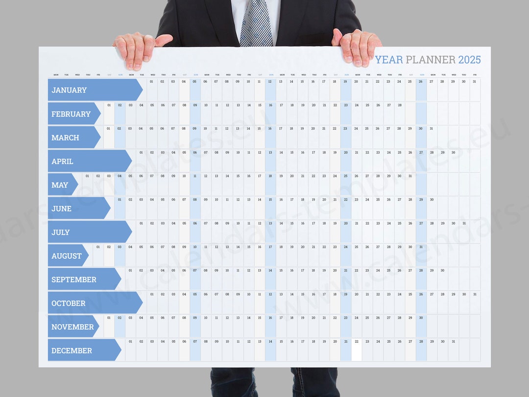 2025 Year Wall Planner. Printable Horizontal Wall Planner Calendar ...