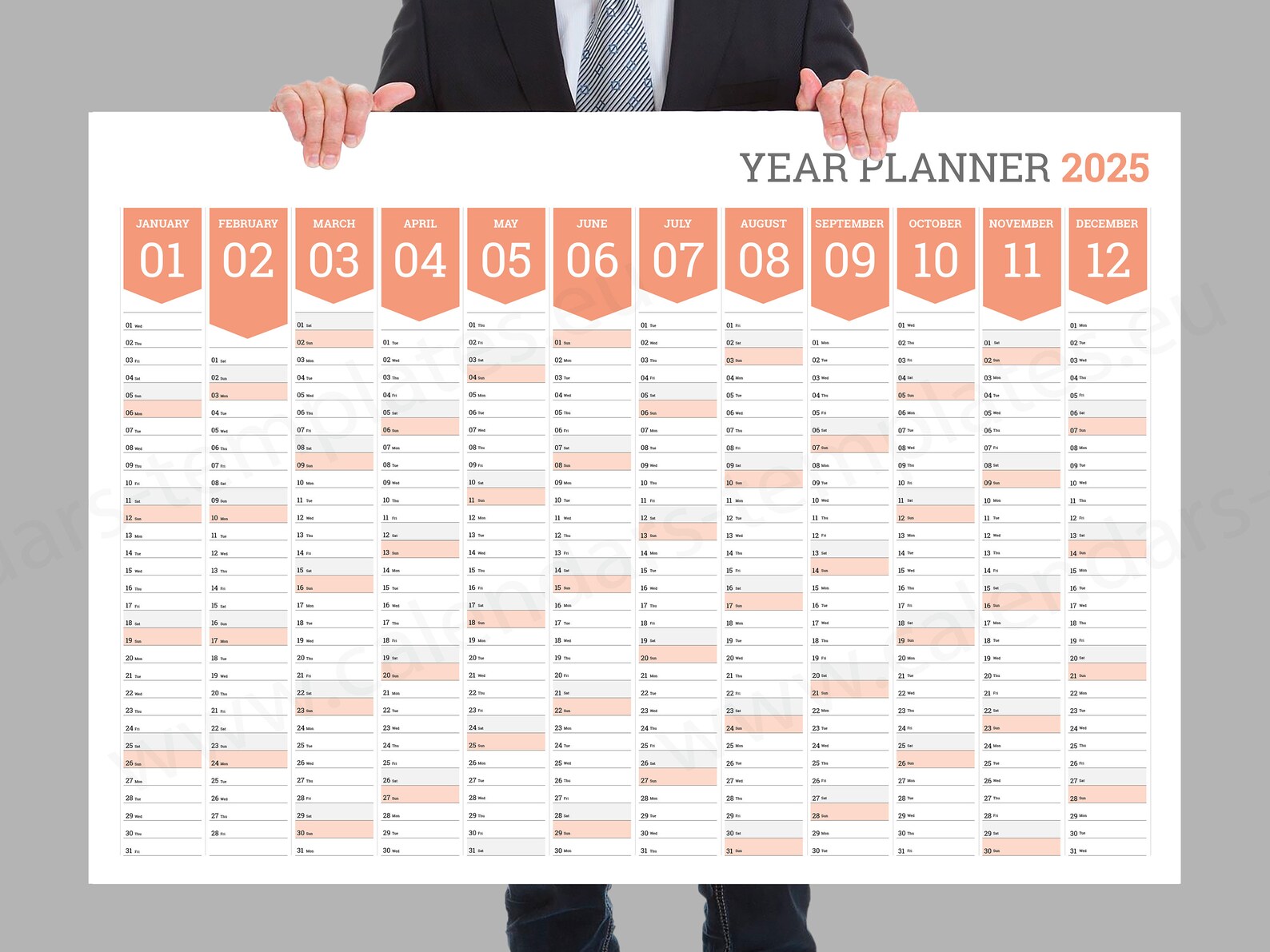 2025 Year Wall Planner Agenda Calendar Template - KP-W12 - Etsy