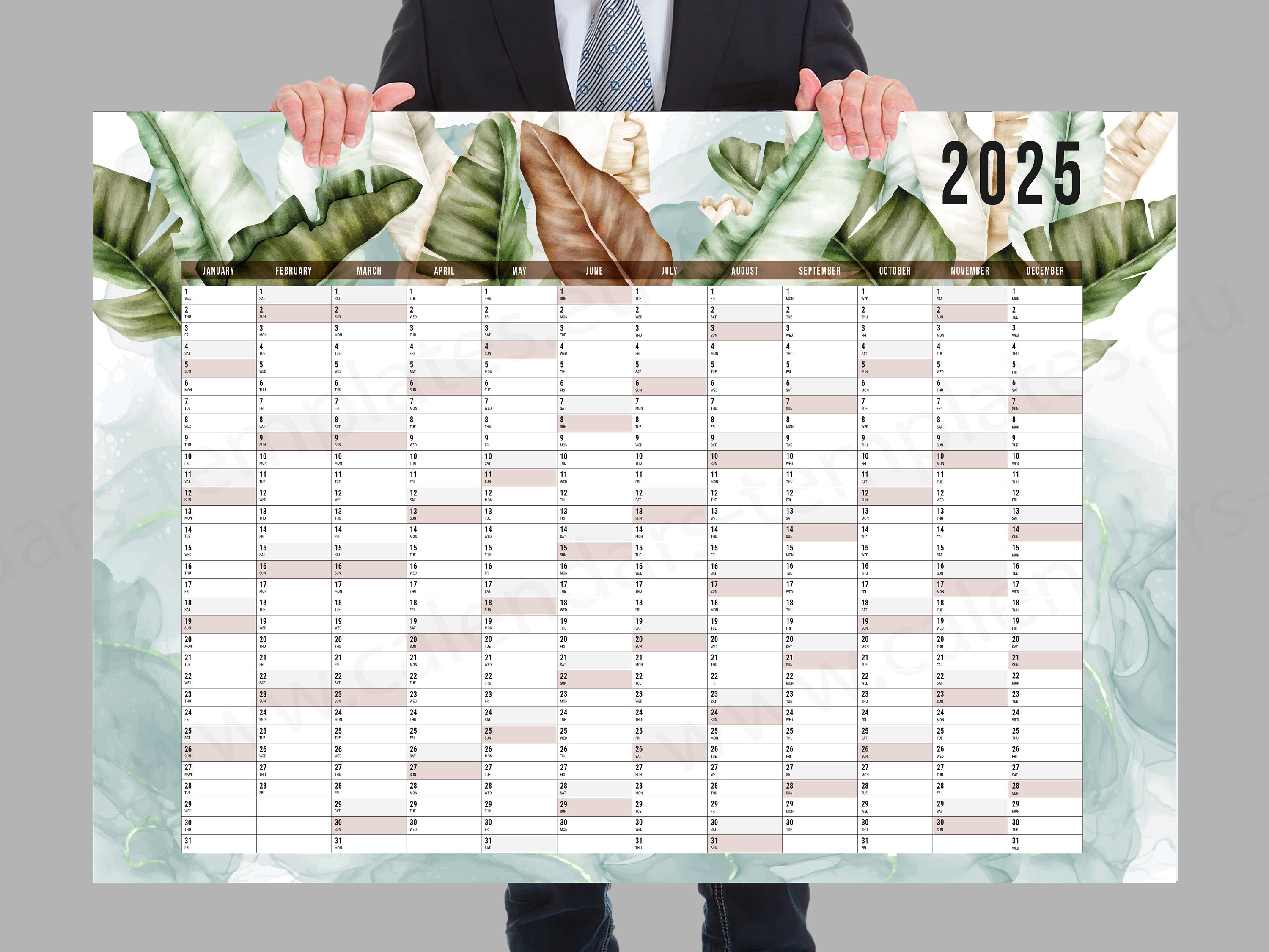 2025 Year Wall Planner Agenda Calendar Template - KP-W27 - Etsy
