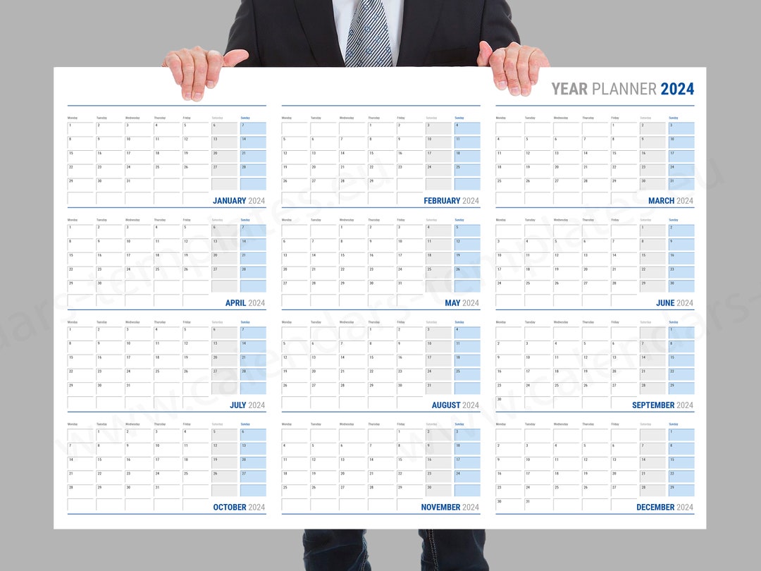 2024 Big Yearly Horizontal Annual Printable Wall Planner - Etsy Denmark
