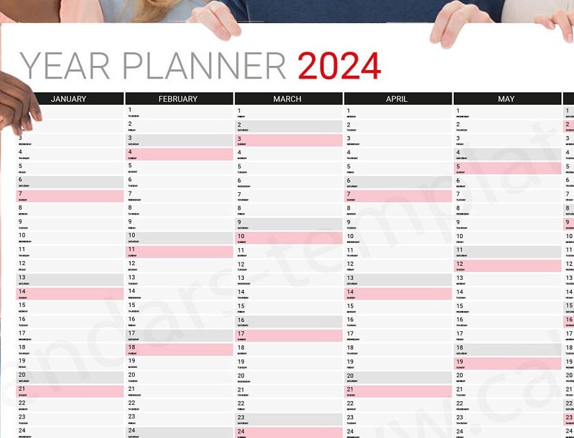 2024 Big Year Wall Horizontal Planner Kp-w29-long - Etsy