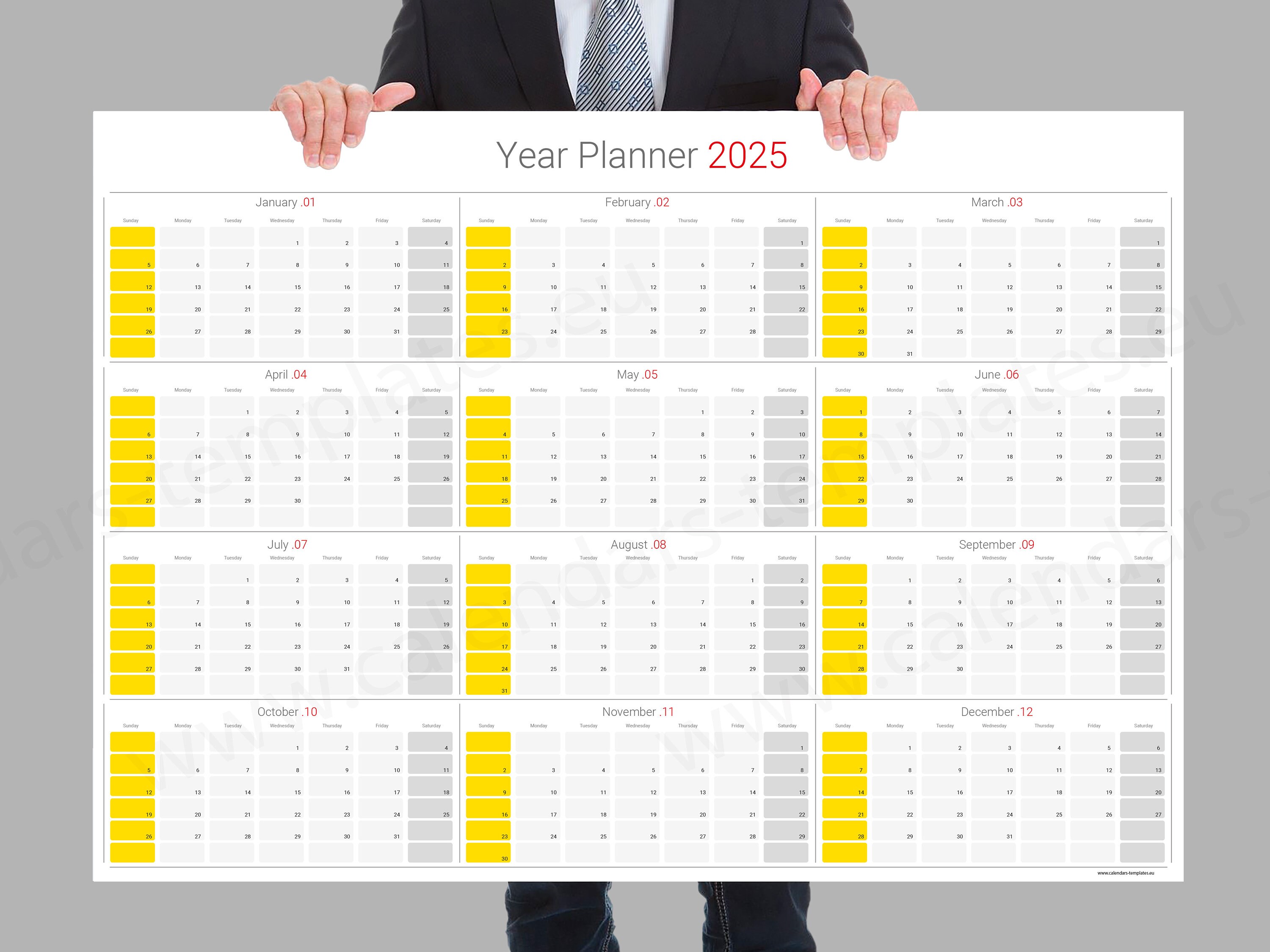 2025 Year Planner | Wall Planner | Big Wall Calendar | Large | Instant ...