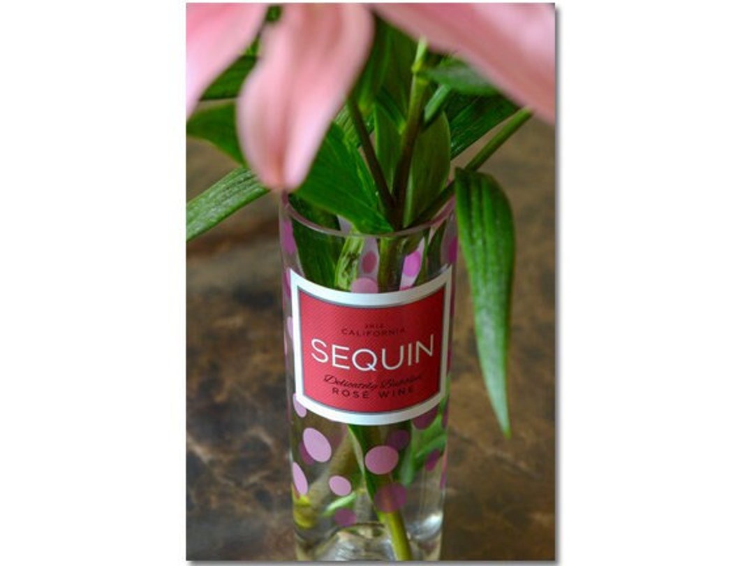 Wine Bottle Vase Upcycled From Sequin Rosé - Etsy