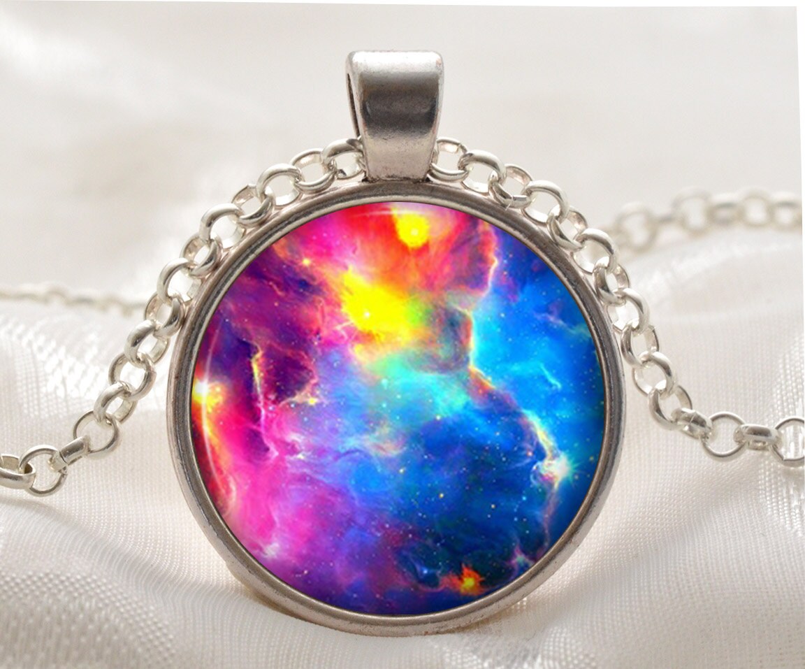 Rainbow Nebula Necklace Space Jewelry Fox Fur Galaxy - Etsy