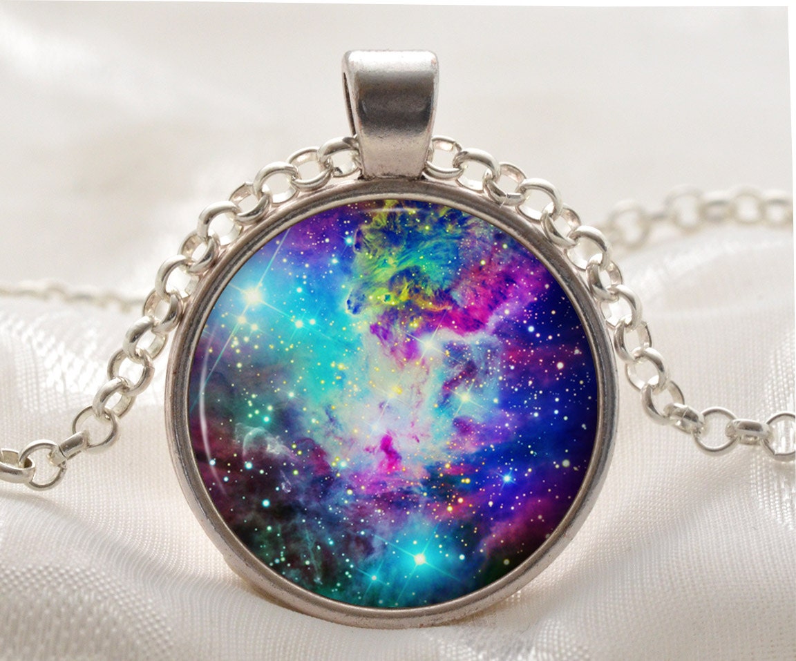 Space Jewelry - Galaxy Necklace - Fox Fur Nebula Pendant - Sun Star ...