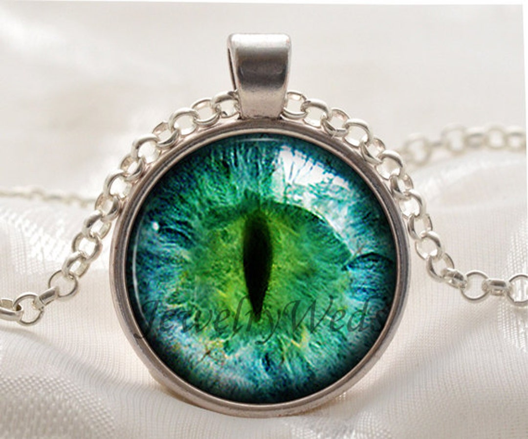 Green Cats Eye Necklace - Green Eye Pendant - Picture Jewelry Gifts for ...