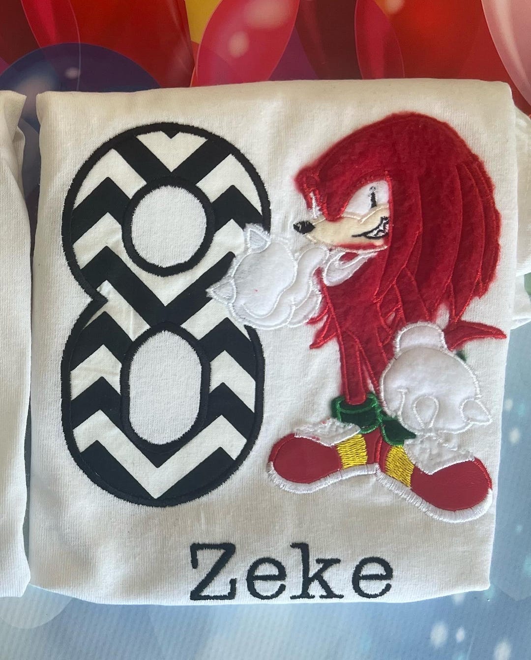 Knuckles the Echidna Embroidered Birthday Number Shirt / Party Theme - Etsy