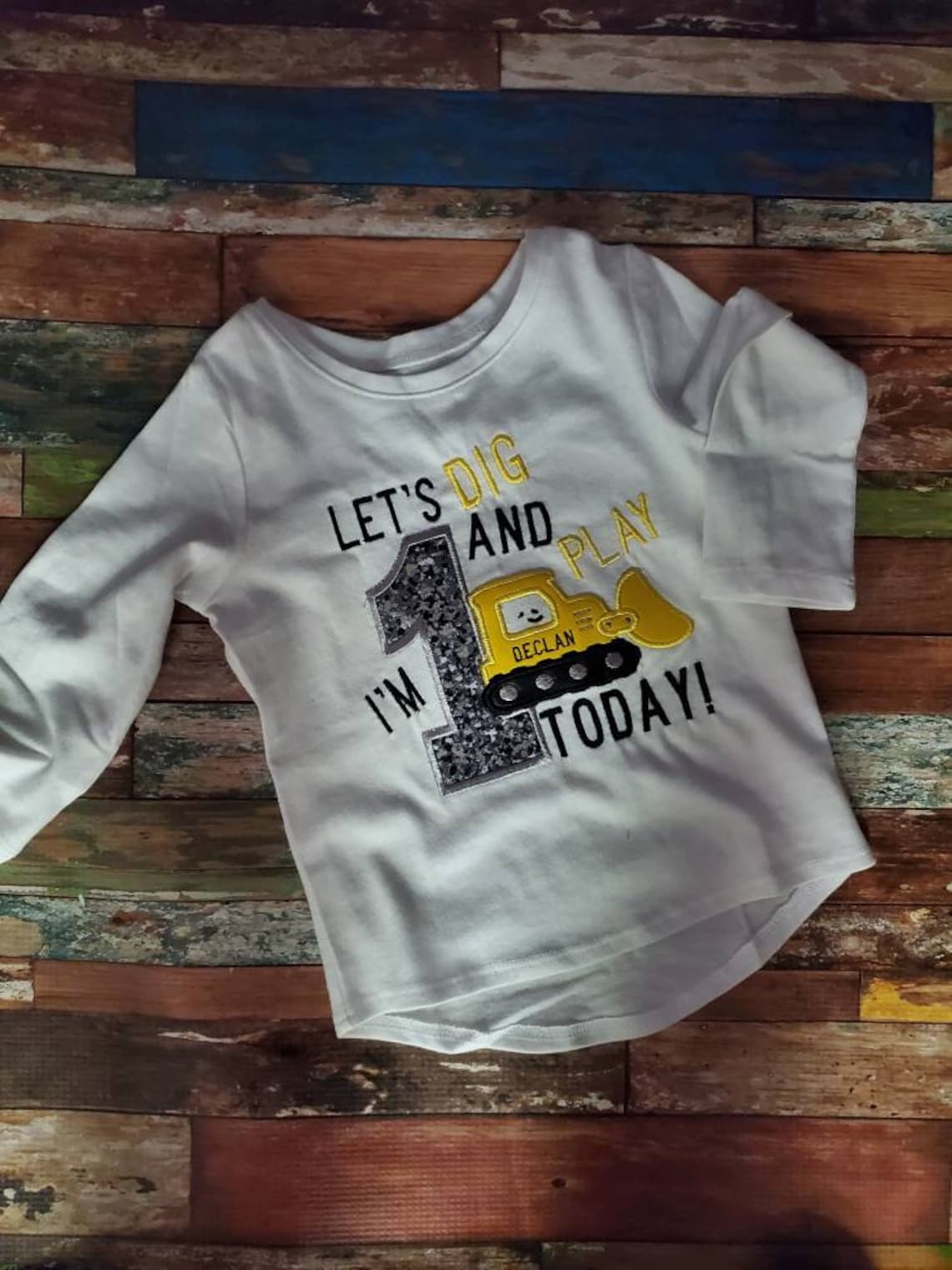Let's Dig and Play I'm One Today Embroidered Birthday - Etsy
