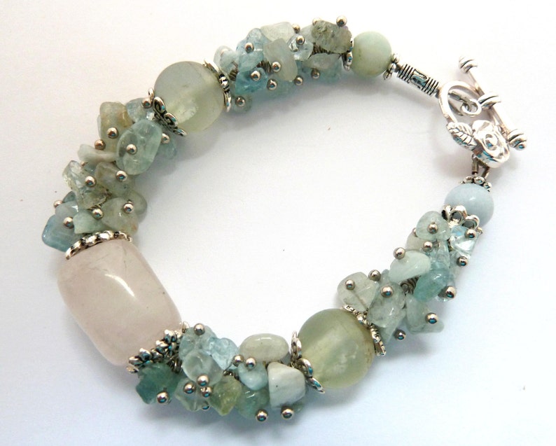 Light Blue Wedding, Natural Stone Jewelry, Pink Blue Jewels, Aquamarine ...