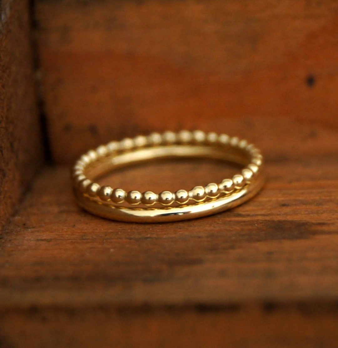 Ease and Elegance Set Ball Ring and Smooth Ring Stackable Rings Real ...