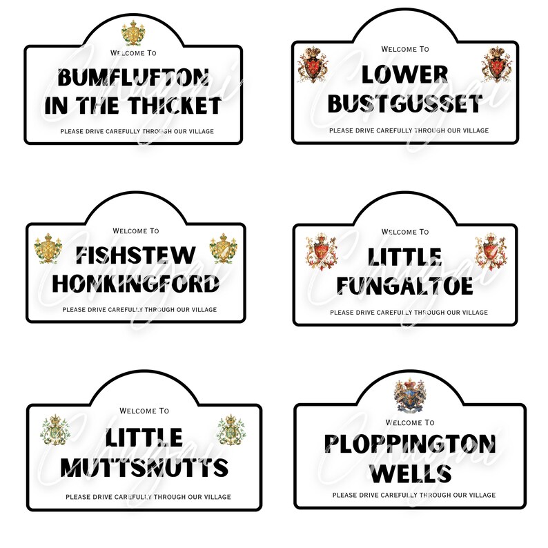 25 PNG - Spoof British Village Signs Clipart [PARENTAL ADVISORY ...