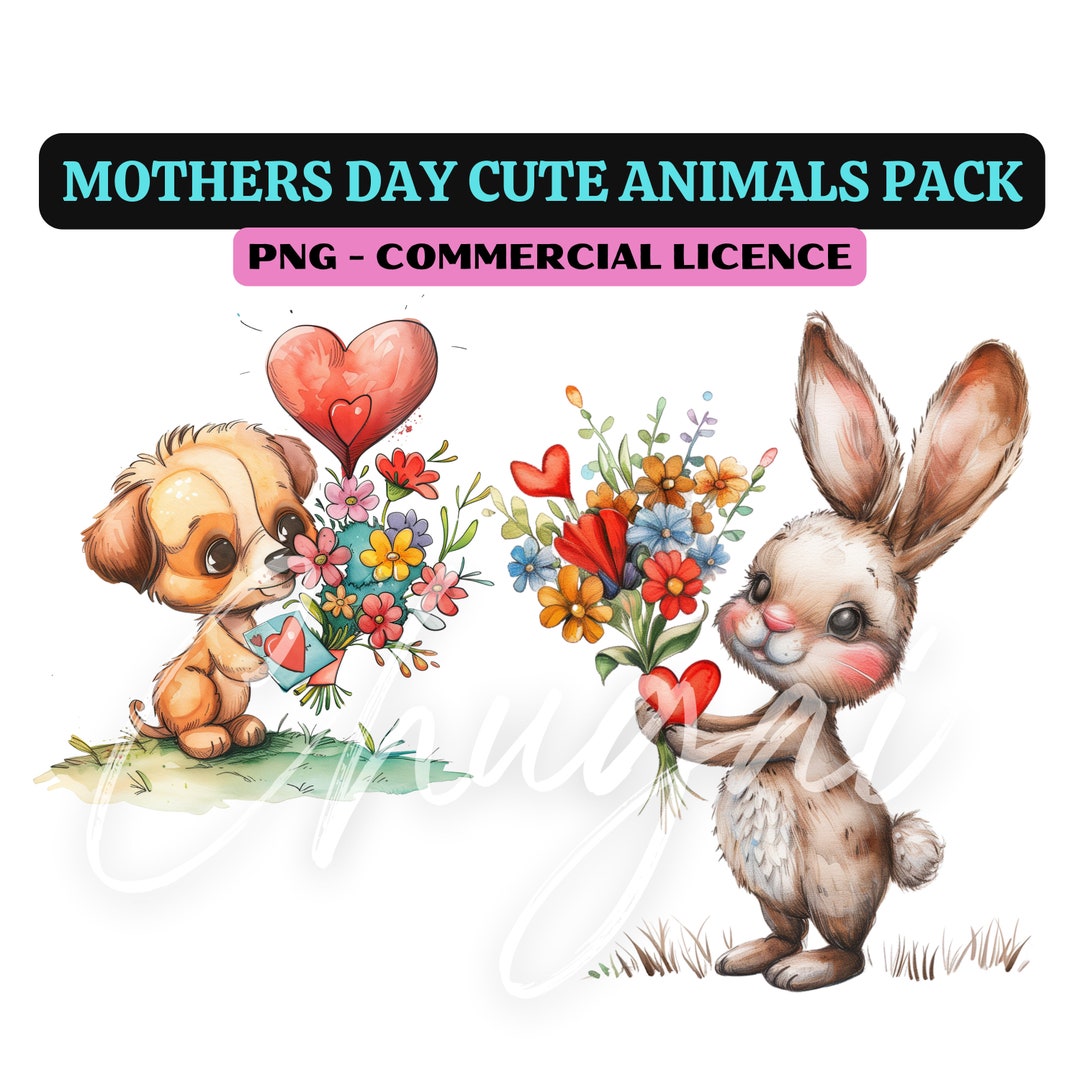 8 PNG - Mothers Day Animal Clipart - Digital Download - Mothers Day ...