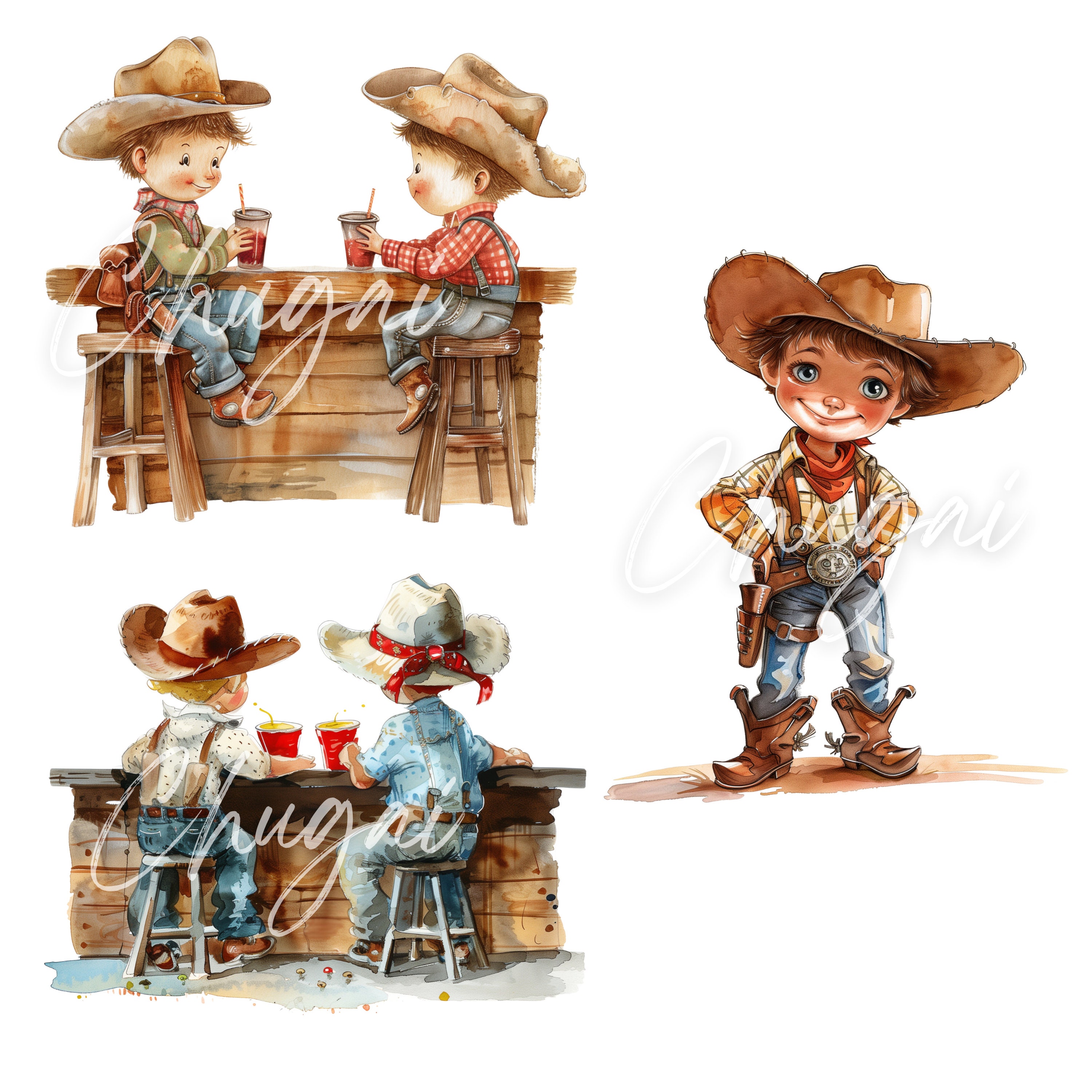15 PNG Little Cowboy Clip Art Digital Download Design Kids Party Theme ...