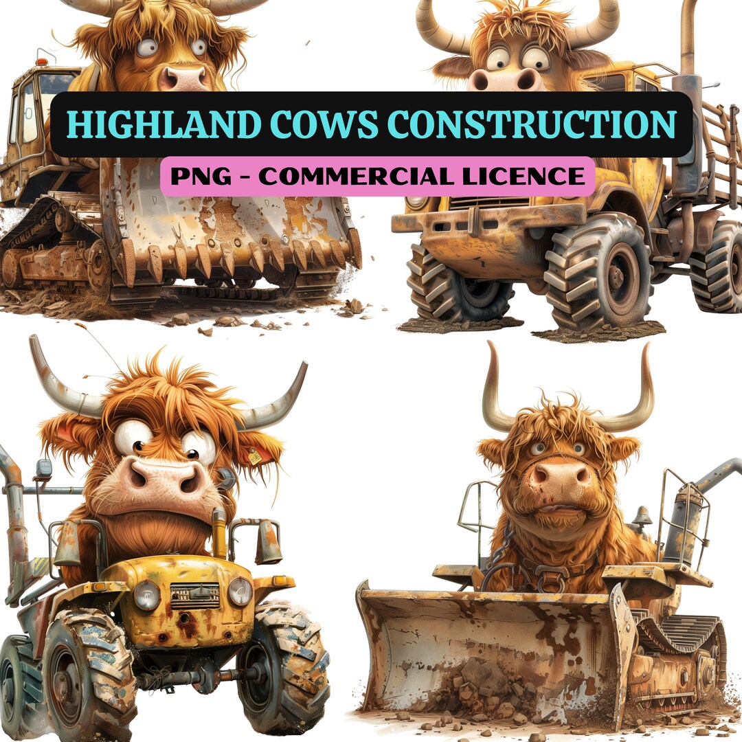 8 PNG - Highland Cows Clipart - Transparent - Digital Download - Design ...