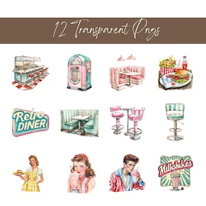 Retro Diner Clipart: 12 PNG Graphics (digital Download) - Etsy