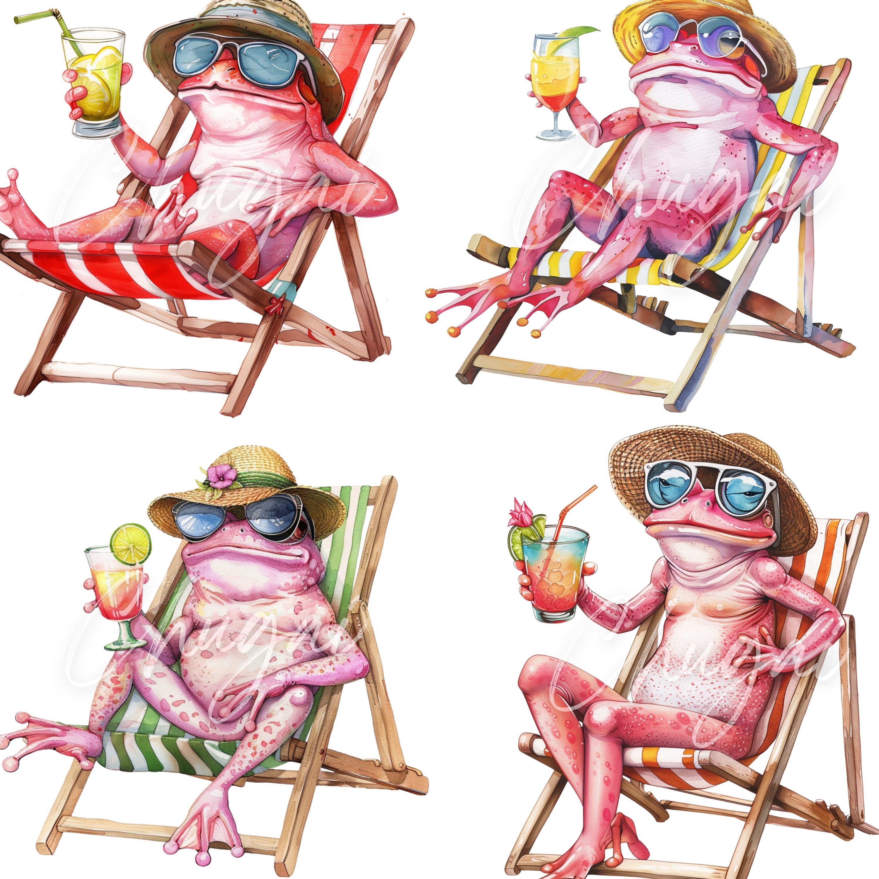 12 PNG Pink Frogs Clipart Transparent Instant Download Design Craft ...