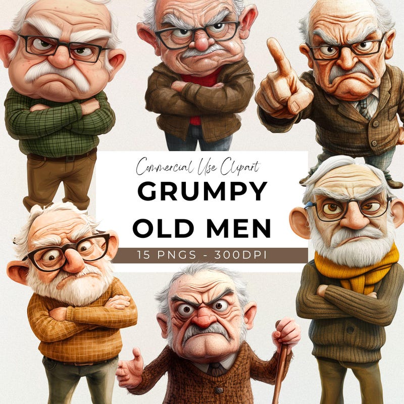 Funny Old Man Clipart - Etsy Canada