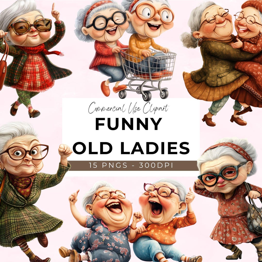 Funny Old Ladies Clipart: Body Positive PNG Images (instant Download) - Etsy