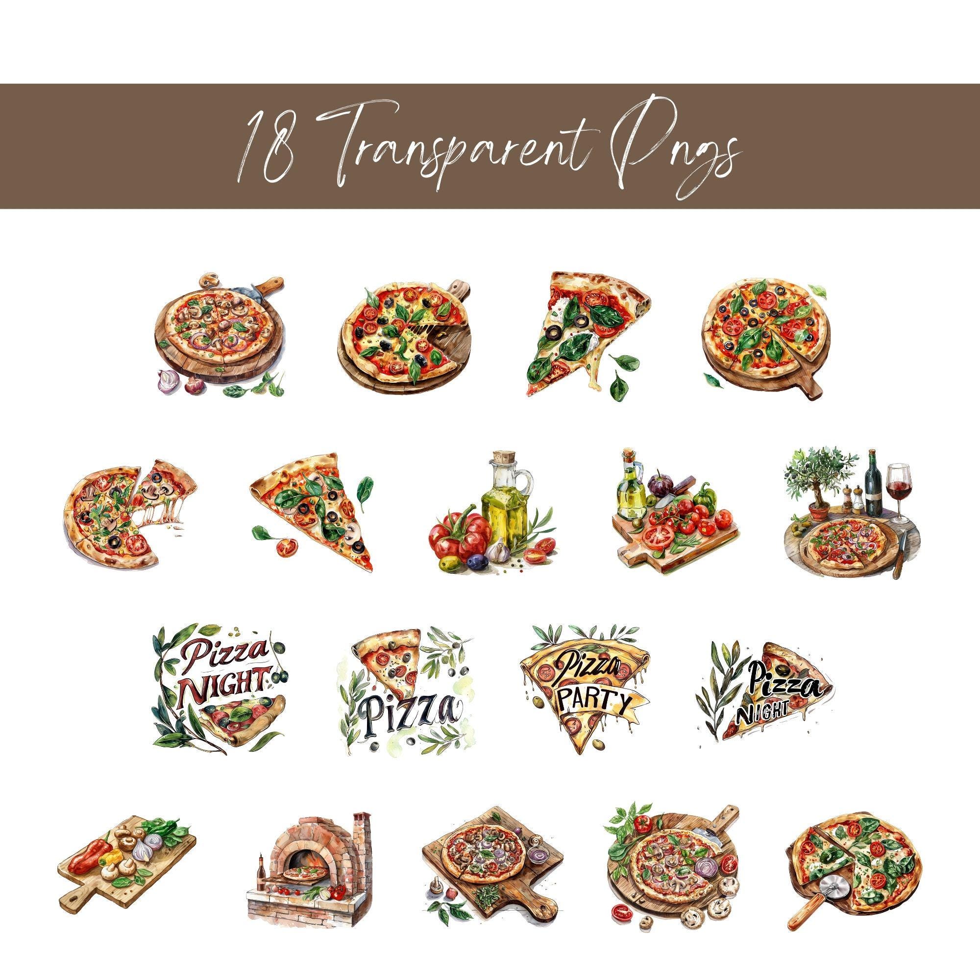 Pizza Topping Clipart - 18 Transparent PNG - Instant Download - Pizza ...