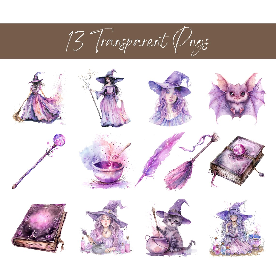 13 PNG - Pink Witch Clip Art - Transparent - Design - Craft - Card ...
