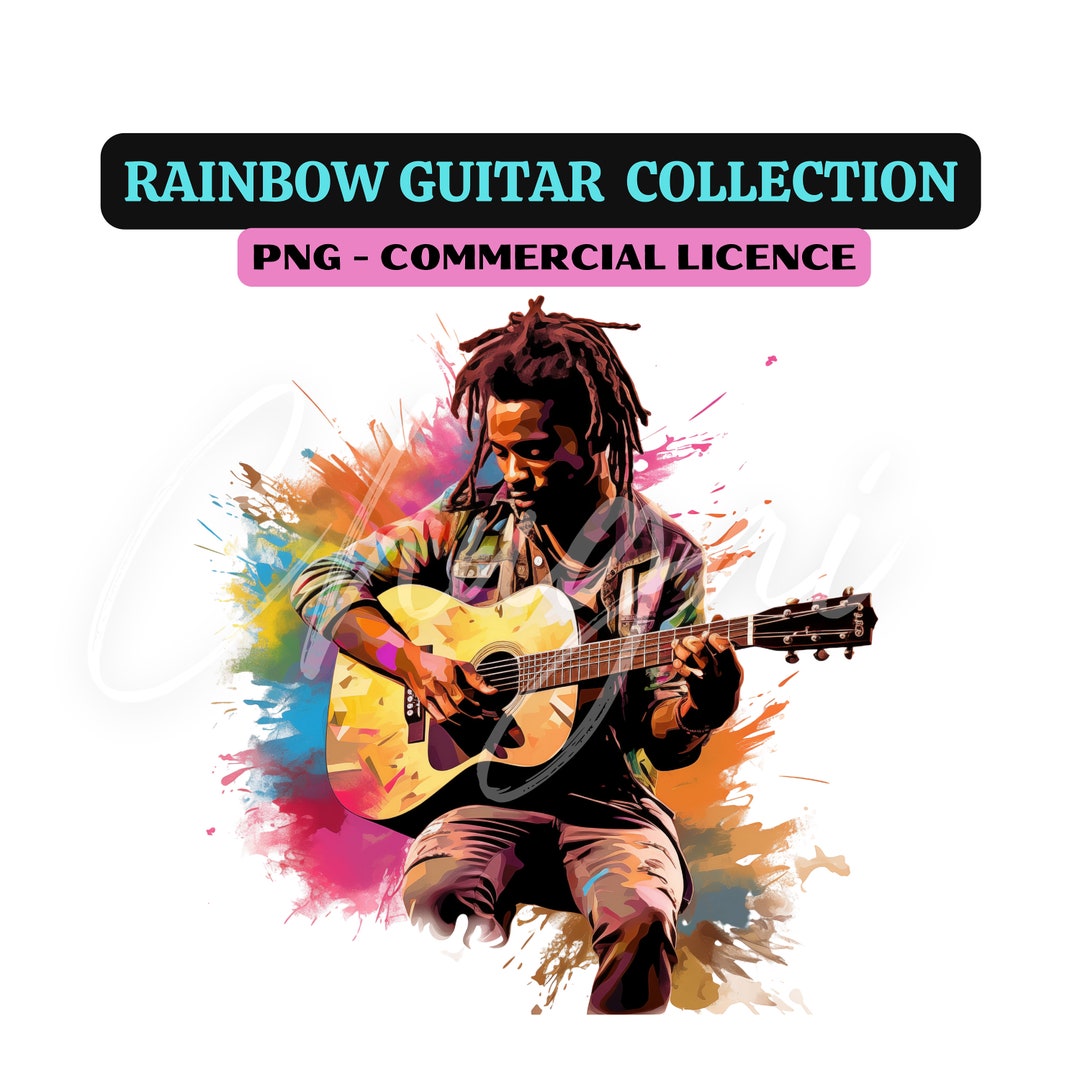 5 PNG Rainbow Guitar Clipart Digital Download Design Digital Craft Card ...