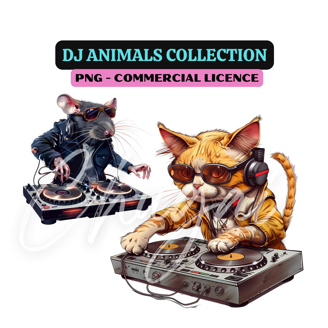 10 PNG DJ Animals Clipart Digital Download Design Digital Craft Card ...