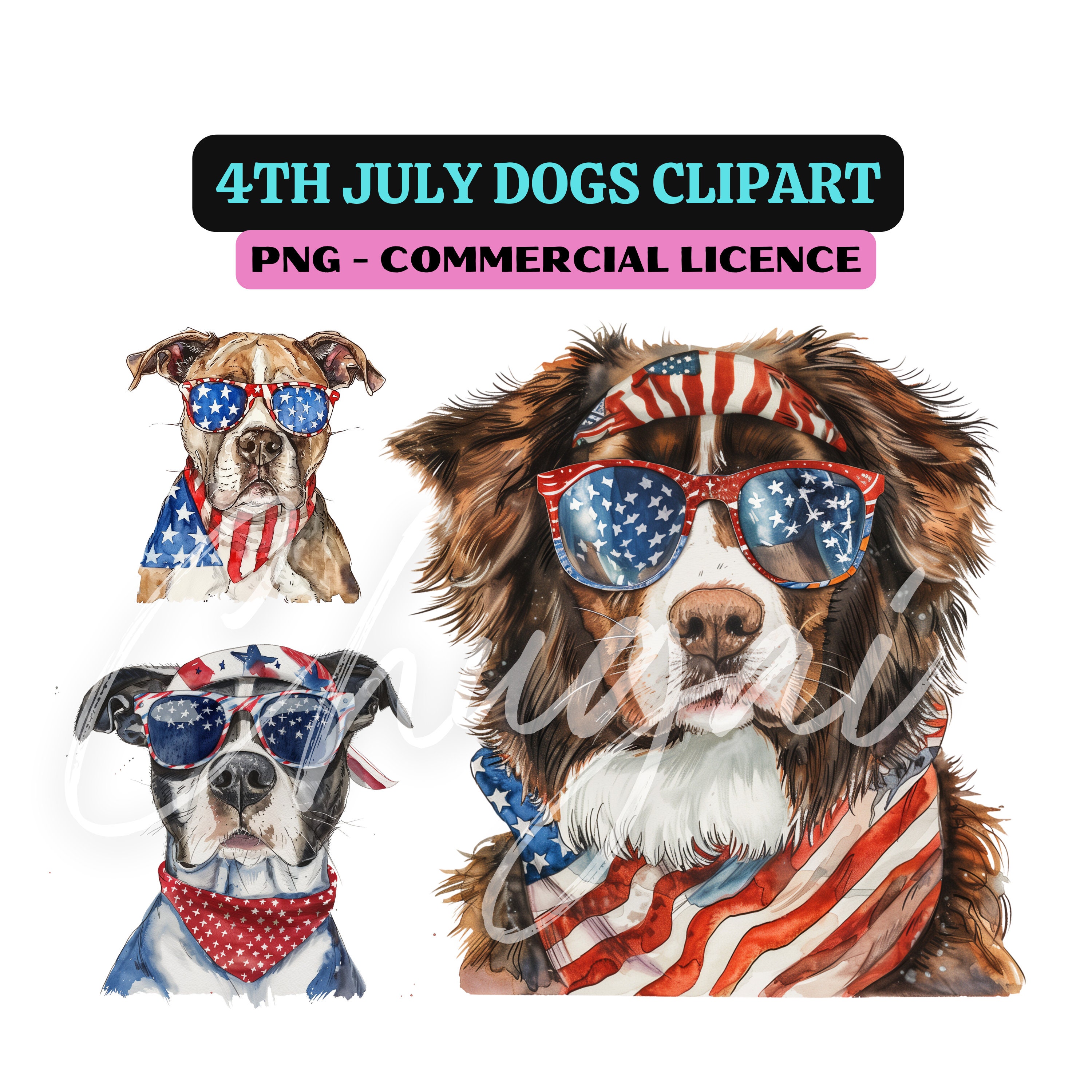 10 PNG - 4th July Independence Day Dogs Clipart - Transparent - Digital ...