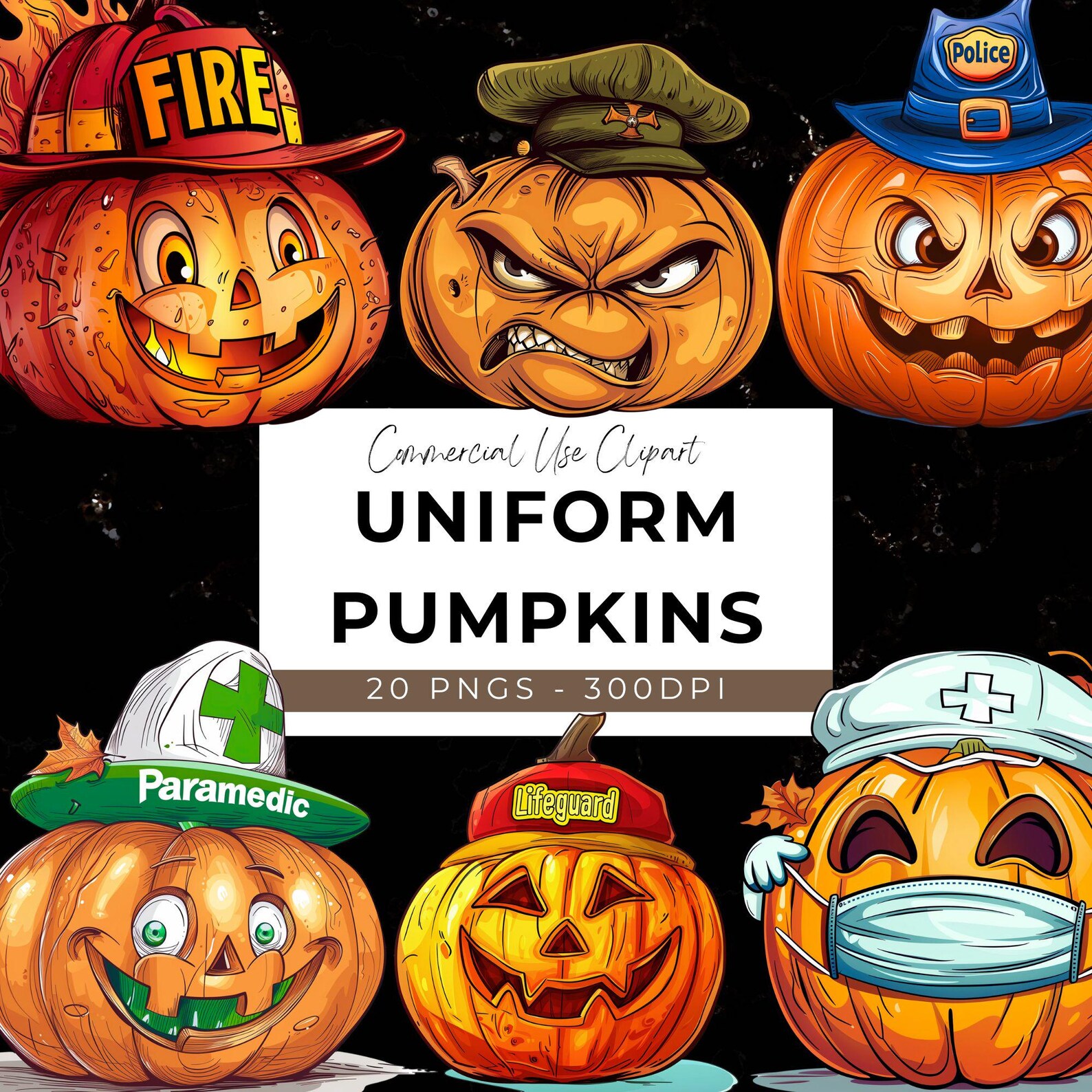 Uniform Pumpkins Clipart - 20 Transparent PNG - Instant Download ...