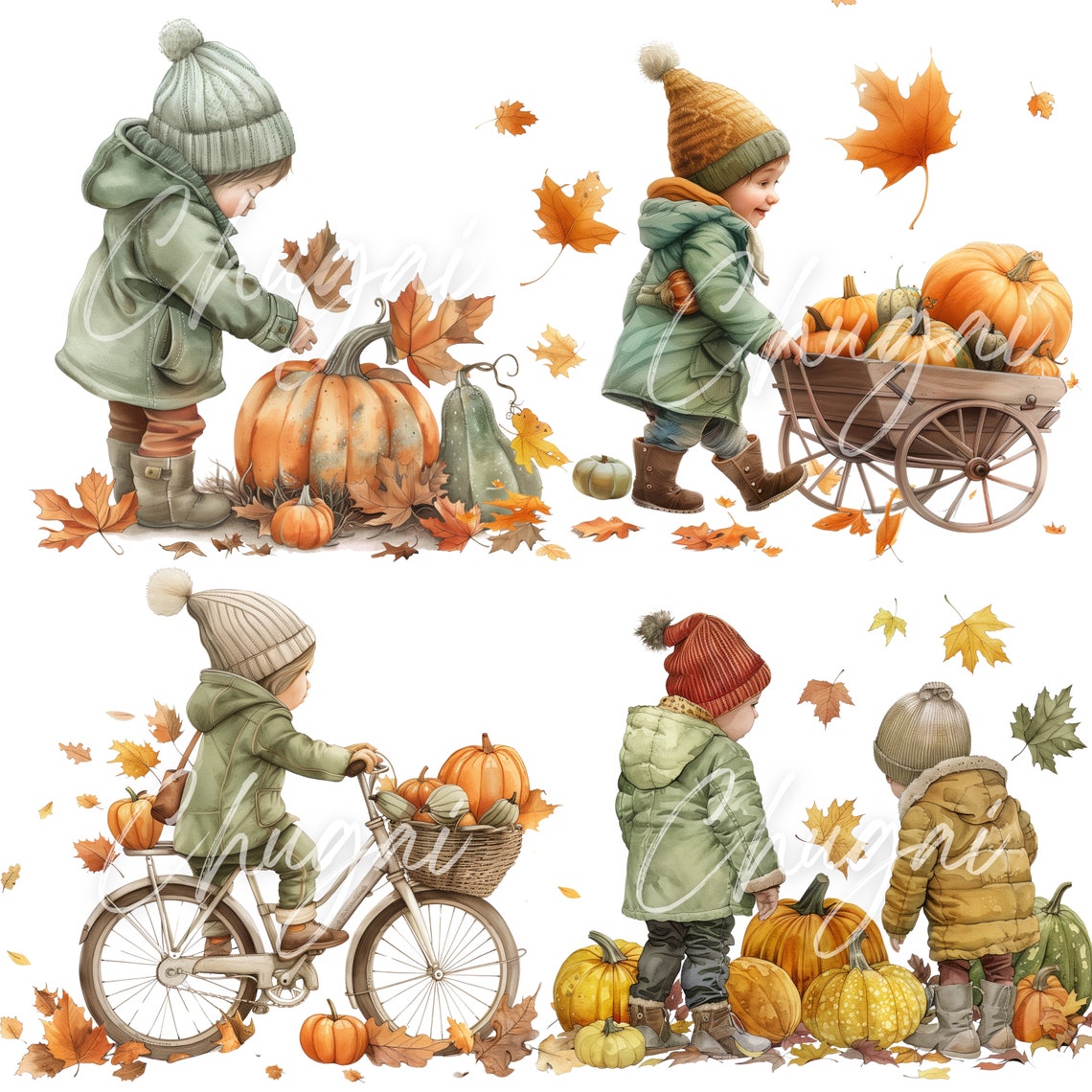 10 PNG - Little Pumpkin Friends Clipart - Transparent - Instant ...